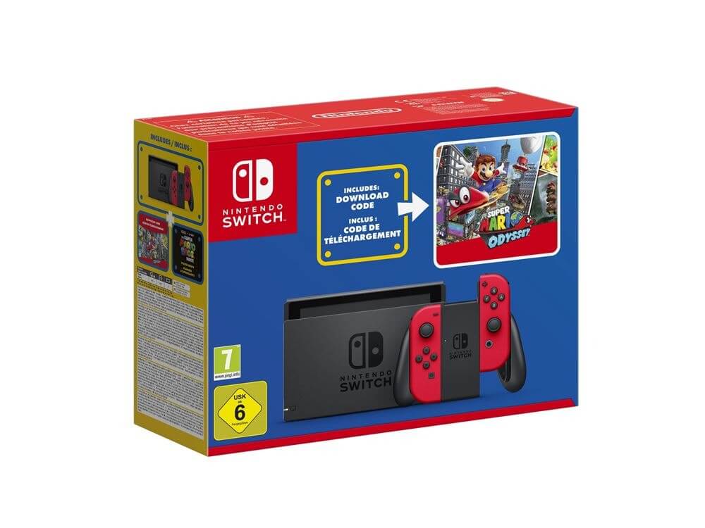 Console Nintendo Switch rouge + Super Mario Odyssey + autocollants ...